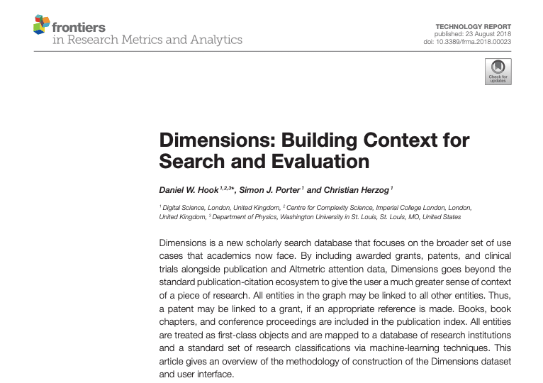 Dimensions: Building Context for Search and Evaluation | Dimensions