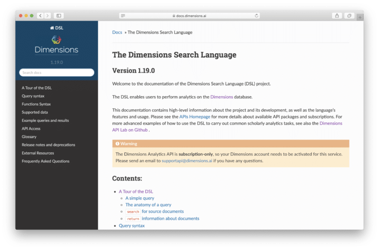 Api Documentation Dimensions