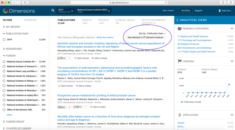 Introducing a new search integration with Altmetric Explorer | Dimensions