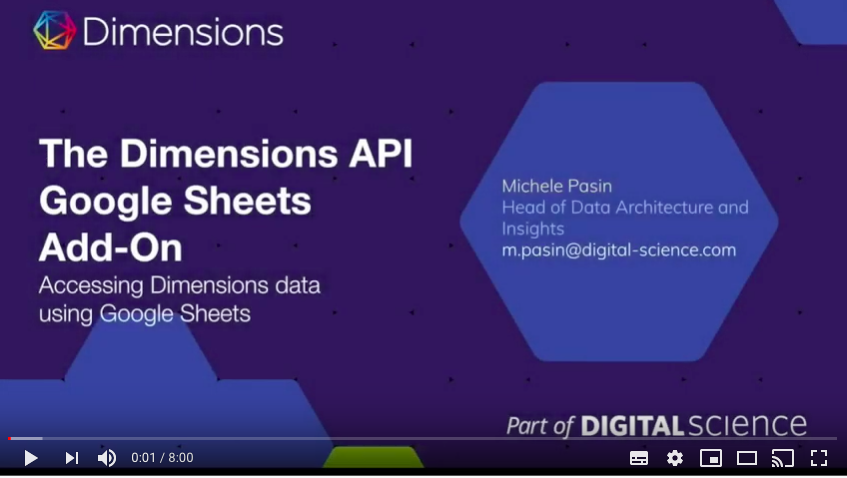 Accessing Dimensions data using Google Sheets | Dimensions