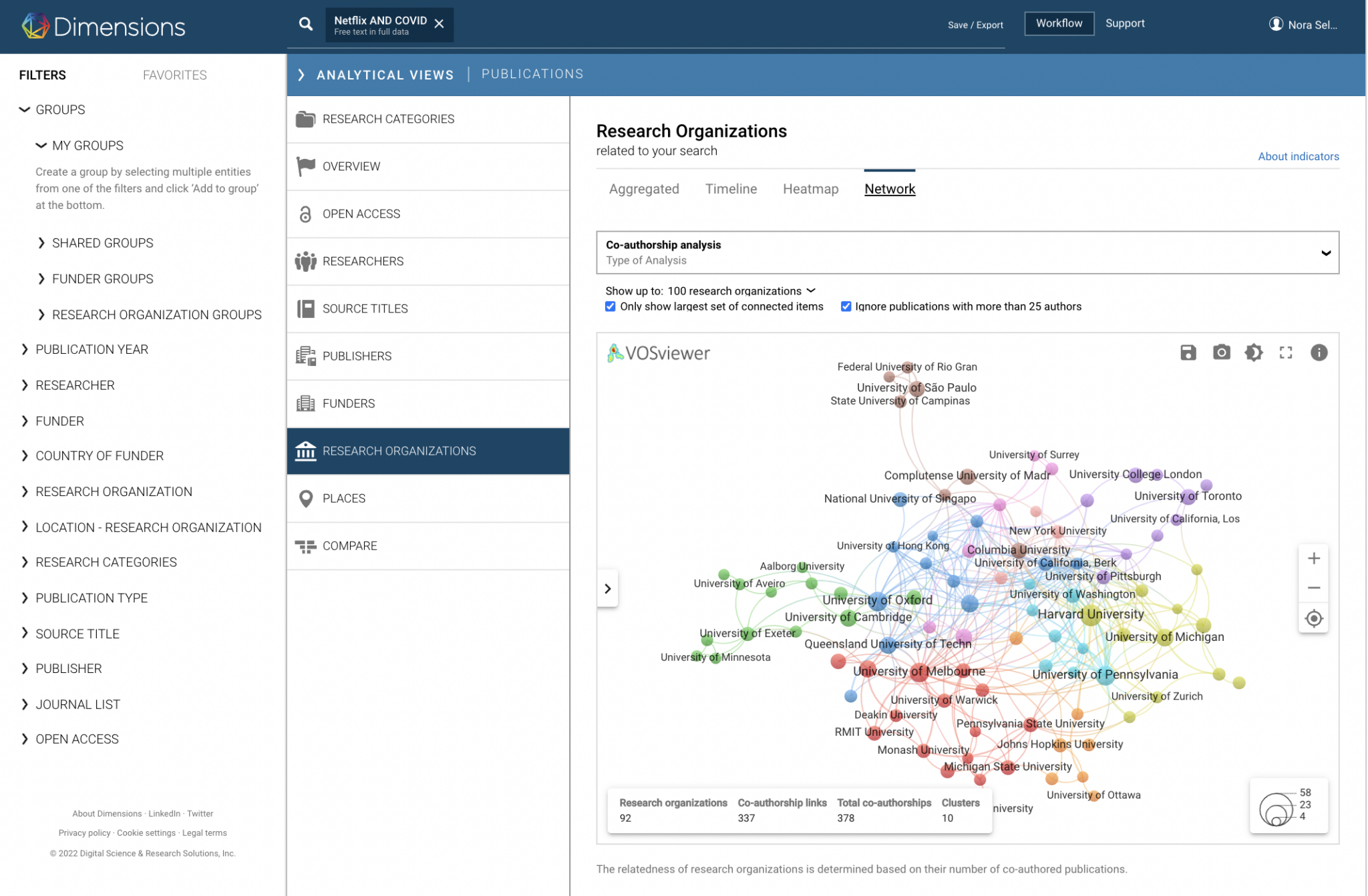 Bibliometric mapping in Dimensions with VOSviewer Online