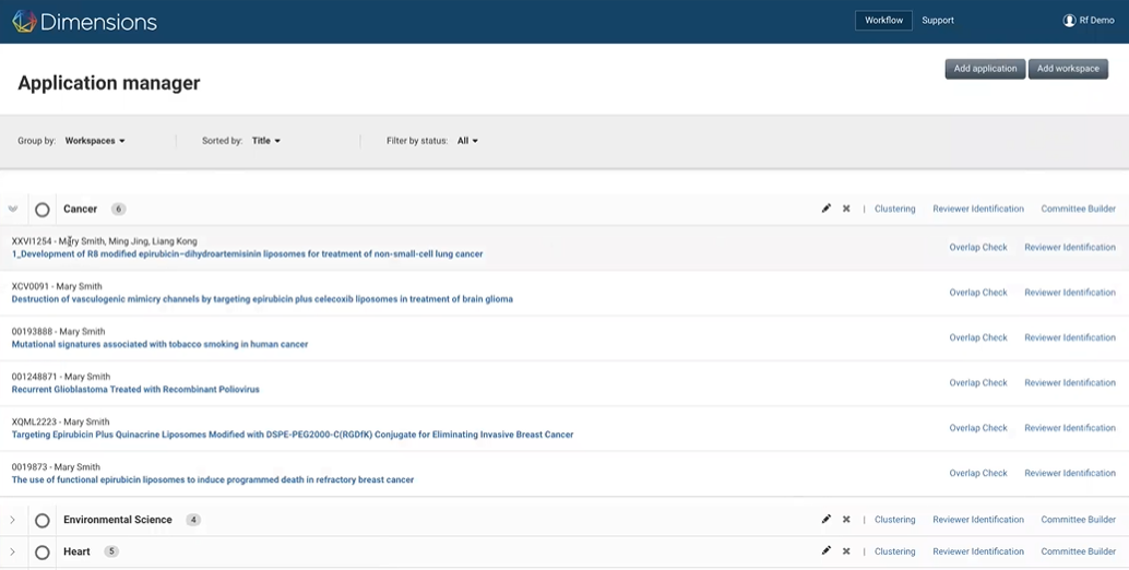Find reviewers for grant applications | Dimensions